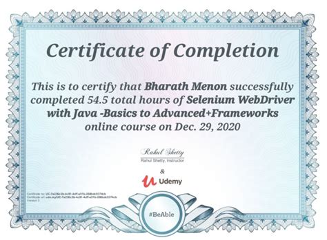 Bharath Menon On Linkedin Completed Selenium And Java Course Successfully