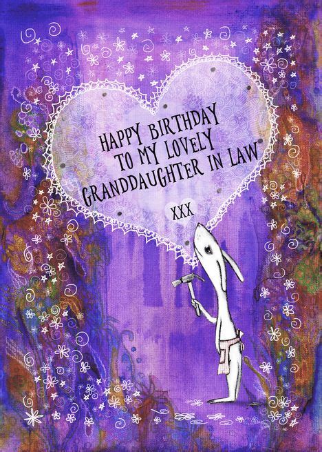 Happy Birthday Granddaughter In Law Rabbit With Hammer And Heart Card