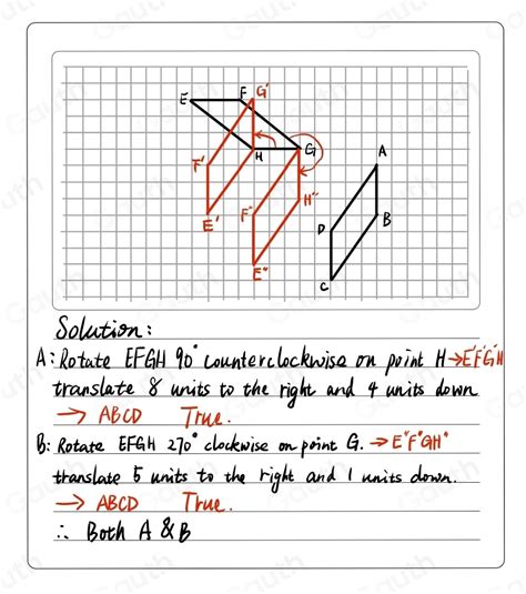 Solved Quadrilateral Abcd Is The Image Of Efgh After A Sequence Of