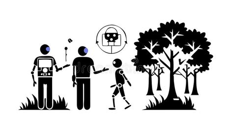 Human Robot Collaboration In Natural Environment Vector Design Generative Ai Stock Vector