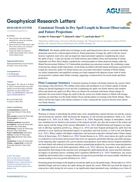 Pdf Consistent Trends In Dry Spell Length In Recent Observations And
