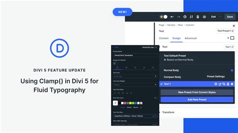 using clamp in divi 5 to create fluid responsive typography