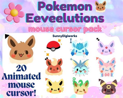 20 Animated Pokemon Eevee And Eeveelutions Mouse Cursor Pack Custom Cute Cursors For Pc Glaceon