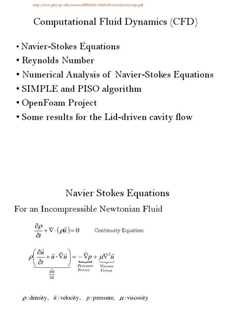 Computational Fluid Dynamics Cfd Pdf Navierstokes Equations