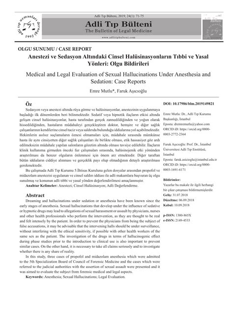 PDF Medical And Legal Evaluation Of Sexual Hallucinations Under Anesthesia And Sedation Case