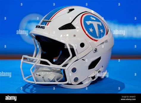 A Tennessee Titans Helmet Is Seen At The Nfl Football Teams Training