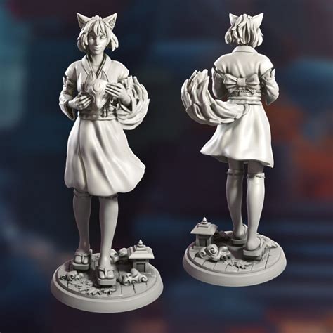 3d Printable Inari The Kitsune Girl 75 Mm By Safehold