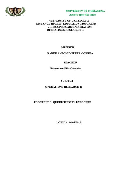 Queue Theory Exercises Pdf Applied Mathematics