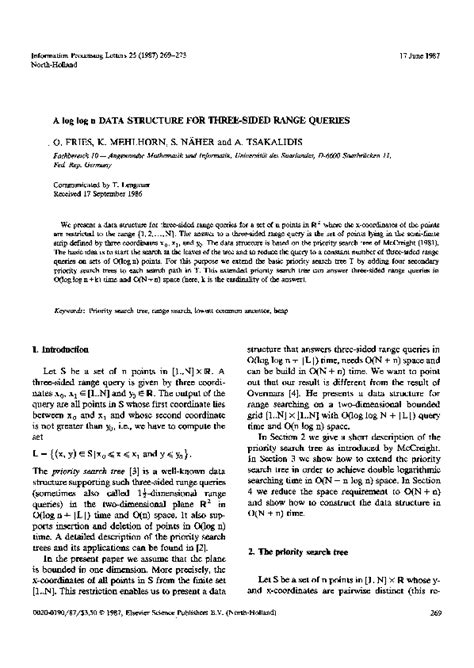 Pdf A Log Log N Data Structure For Three Sided Range Queries