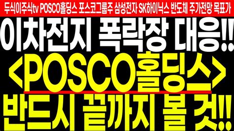 포스코홀딩스 주가전망 이차전지 폭락장 대응 반드시 끝까지 볼것 Feat두식이주식tv Posco홀딩스주가전망 Sk하이닉스 삼성전자 반도체 목표가 Youtube