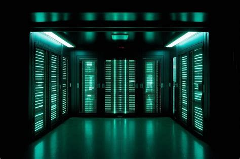 Premium Photo Server Room Illuminated By Emergency Backup Lighting