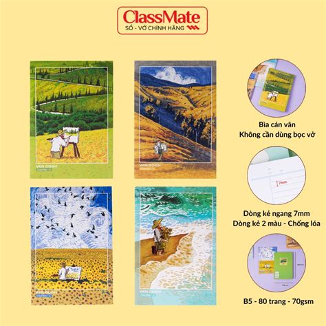 Vở Classmate Vở Viết B5 80 Trang Dòng Kẻ Ngang 2 Màu Chống Lóa Bìa Vở