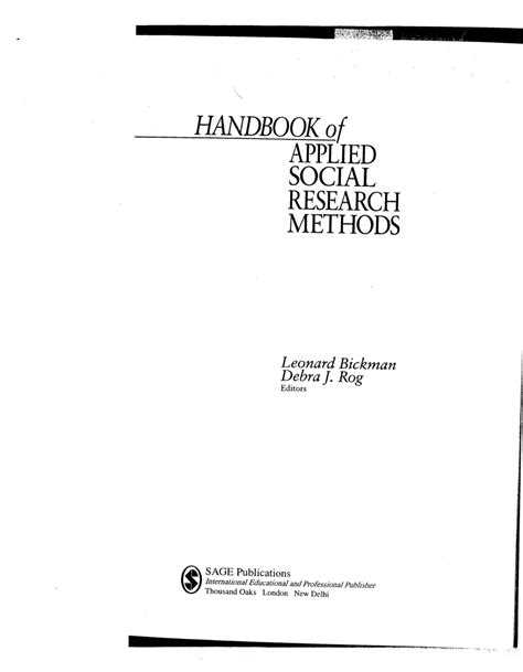 Pdf The Sage Handbook Of Applied Social Research Methods