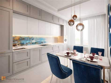 Фото интерьер кухни Дизайн квартиры в ЖК Look нео классика