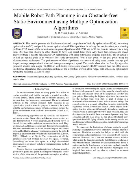 Pdf Mobile Robot Path Planning In An Obstacle Free Static Environment Using Multiple