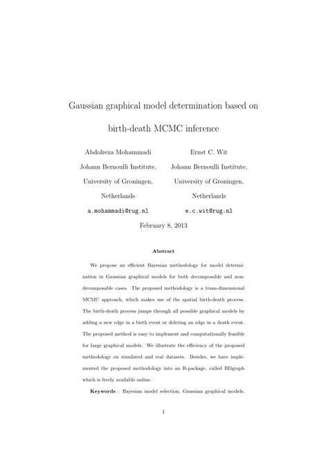 Pdf Bayesian Model Selection In Sparse Gaussian Graphical Models