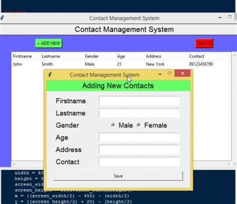 contact management system project in python free source code and tutorials