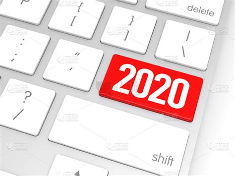 2020 红色 回车键 事件 计算机 钥匙 新年前夕 一月 计算机键盘 技术