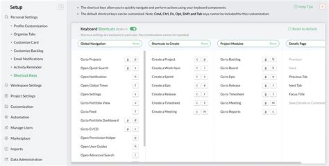Shortcut Keys Zoho Sprints Help