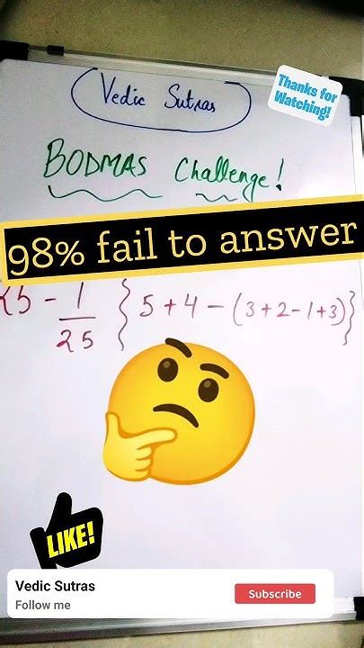 Bodmas Challenge Maths Shorts Viral Bodmas Trending Youtube