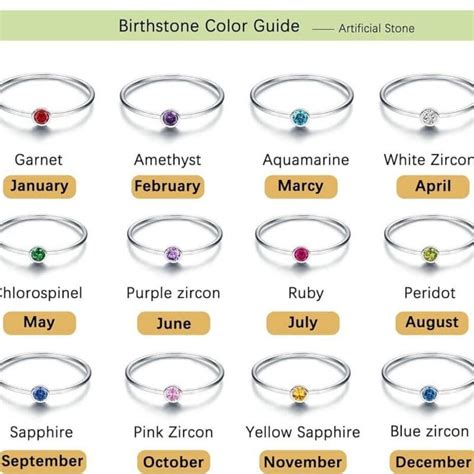 925 Silver Simple Birthstone Rings For Women