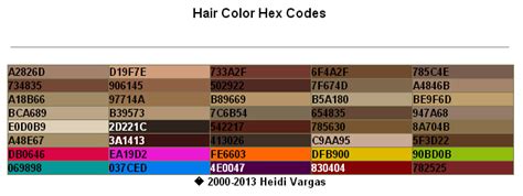 Hair Color Hex Codes Pdf Download Ie Zombie Graphics