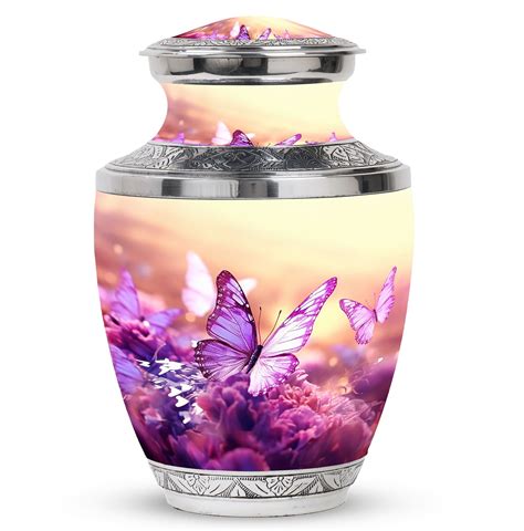 Purple Butterflies Urn For Human Ashes Large Decorative Urns For Ashes