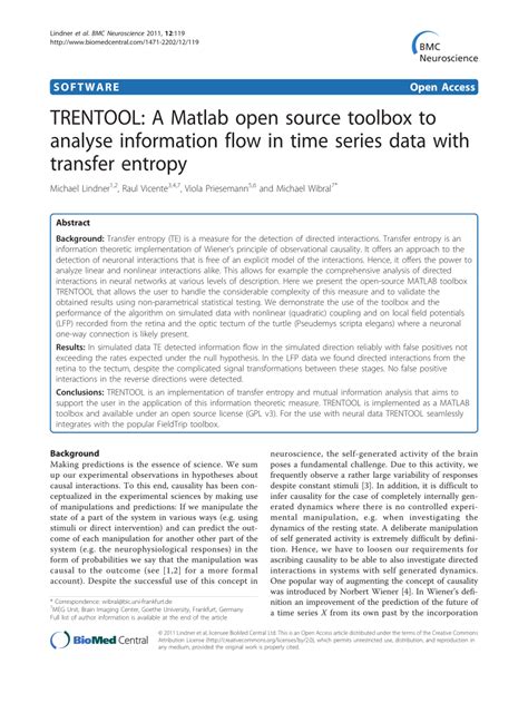 Pdf Trentool A Matlab Open Source Toolbox To Analyse Information Flow In Time Series Data