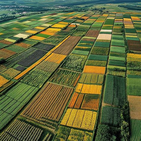 Aerial View Of Crop Rotation Patterns In Farmland Premium Ai Generated Image