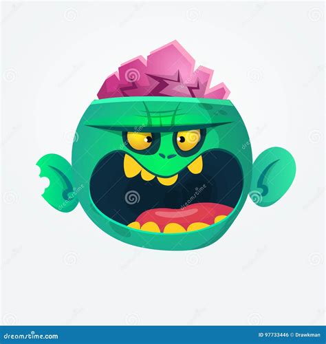Funny And Cool Green Zombie Cartoon Halloween Character Vector