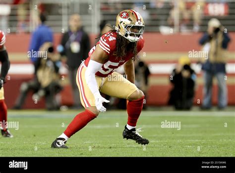 San Francisco 49ers Linebacker Fred Warner 54 Defends During An Nfl