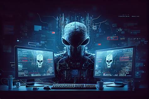 Premium Photo Concept Alien Hacks Computer Generative Ai Generative Ai