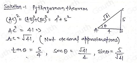 Solved Find tan θ sec θ and sin θ where θ is the angle shown in the figure Give exact
