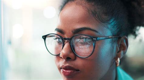 Woman Face And Programming With Glasses On Computer For Software Development Coding Or Web