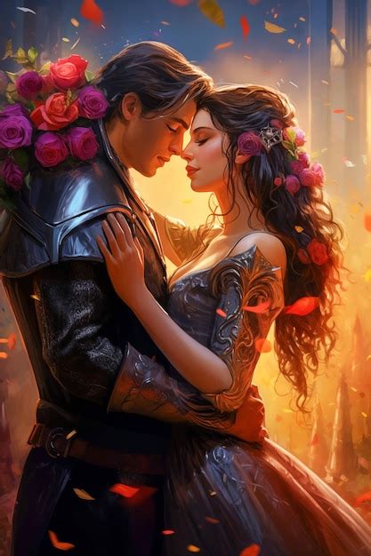 Premium Ai Image Fantasy Princess And Knight Share Romantic Embrace