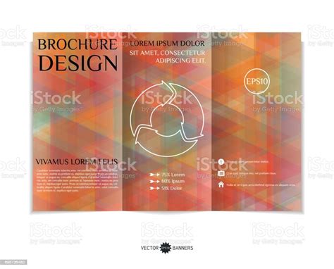 접혀 현대 기하학적 배경 가진 브로슈어 서식 파일 임의의 삼각형 3 겹 전단지 디자인입니다 벡터 일러스트입니다 가능성에 대한 스톡 벡터 아트 및 기타 이미지 Istock