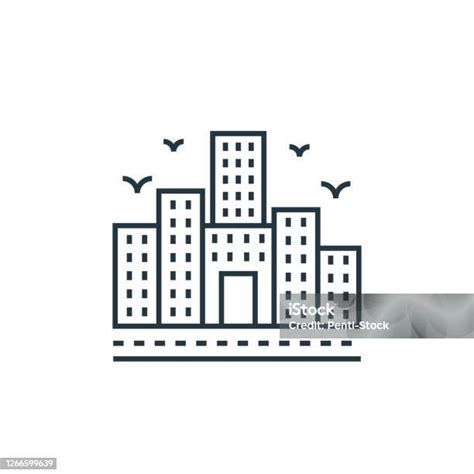 흰색 배경에서 격리된 벡터 아이콘을 작성합니다 개요 웹 사이트 디자인 및 모바일 응용 프로그램 개발을위한 얇은 라인 건물 아이콘 얇은 선 건물 윤곽선 아이콘 벡터 그림입니다