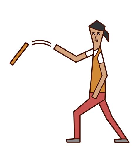 스틱을 던지는 사람 여성 의 그림 무료 일러스트 소재집 Kukukeke