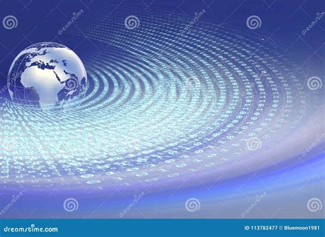 digital world binary codes around earth globe with connection stock