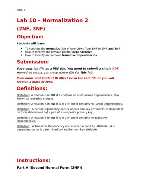 Dbs211lab10normalization2 Pdf Data Computing