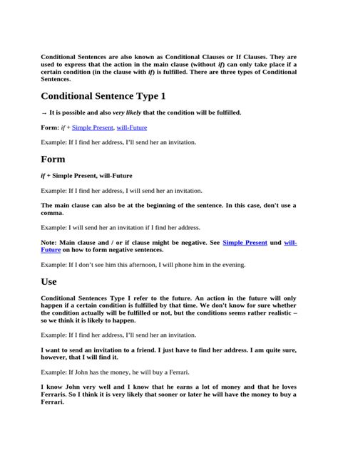 Conditional Clauses Pdf Perfect Grammar Linguistics