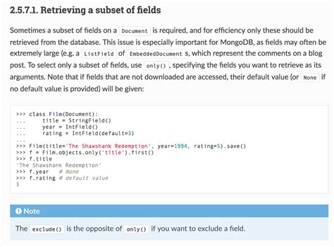 Python Why Exclude In Mongoengine Does Not Exclude All Fields