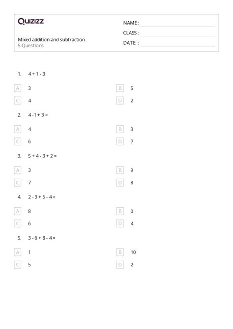 50 Mixed Addition And Subtraction Worksheets For 4th Class On Quizizz Free And Printable