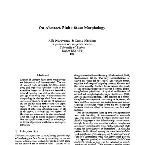 On Abstract Finite State Morphology Acl Anthology