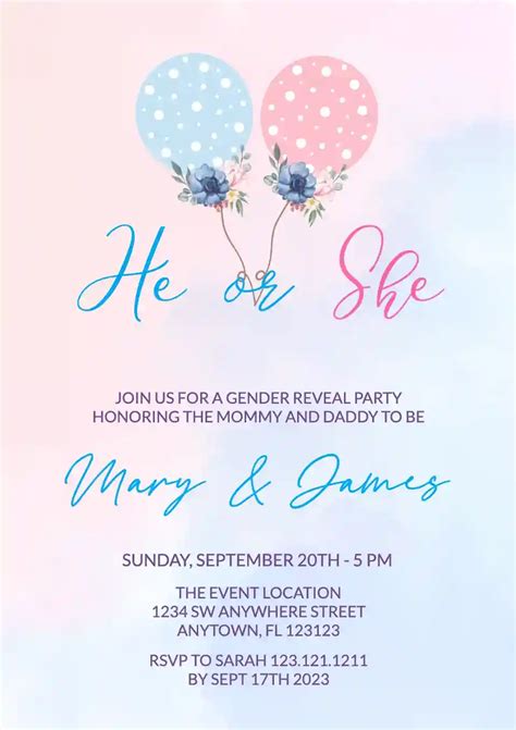 잠자는 테디베어 무료 성별 공개 초대장 템플릿 Invitanku