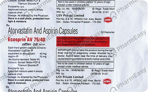 Ecosprin Av 75 40 Capsule Uses Side Effects Price Dosage And More