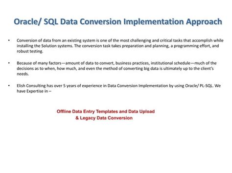 Oracle Sql Data Conversion Implementation Approach Ppt