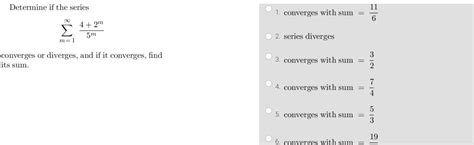 solved converges with sum 116series divergesconverges with