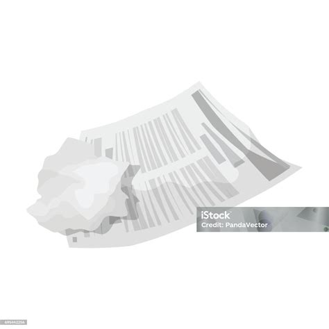 Crumpled Paper Icon In Monochrome Style Isolated On White Background