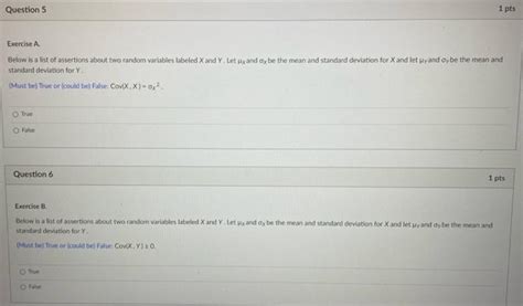 Solved Below Is A List Of Assertions About Two Random